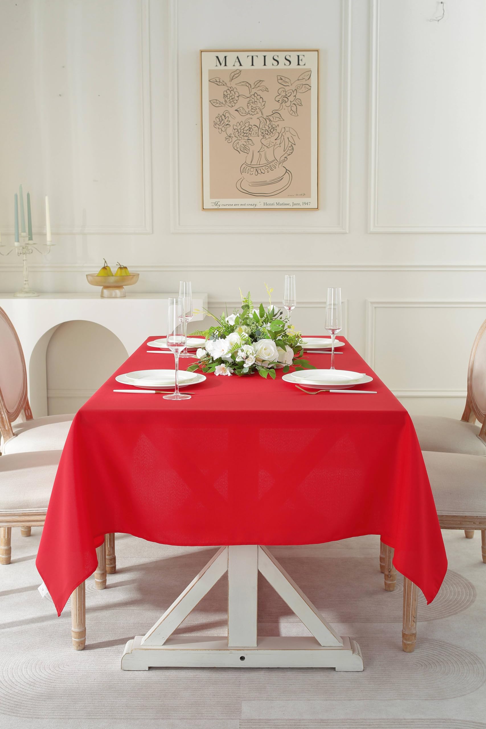 Craft And Party Rectangle Tablecloth, 60 x 102 Inch Red Tablecloth, 6ft Rectangle Table Cloth, Polyester Fabric Washable Tablecloth for Home, Party, Wedding or Restaurant Use.