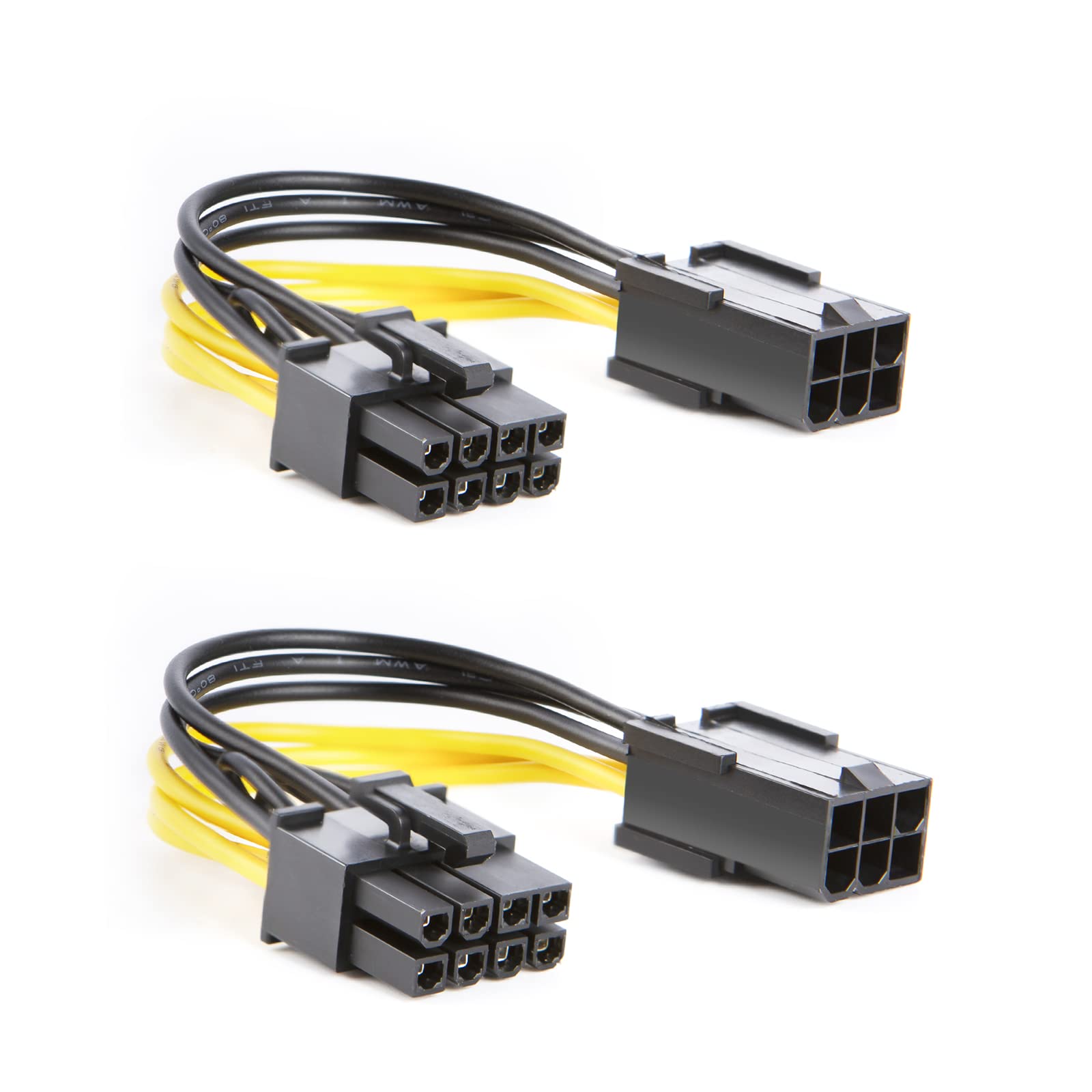 Pcie Cable for CableCreation, 6 Pin Pcie Adapter to 8 Pin Pcie Cable, 2-Pack 6-pin to 8-pin PCIe Express Power Adapter Cable, 4 Inches / 10CM