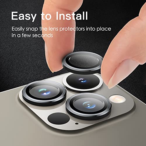 JETech Camera Lens Protector for iPhone 13 Pro 6.1-Inch and iPhone 13 Pro Max 6.7-Inch, 9H Tempered Glass Metal Individual Ring Cover, HD Clear, 3-Pack (Graphite)