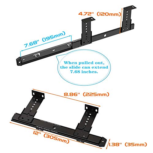 FRMSAET Sliding Keyboard Drawer Tray Hardware 12/14/16/18 inches Slides Heavy Duty Metal Slides Keyboard Slides Mounting Accessories/Ideal for Under Desk Kitchen Cabinet Drawer (12 inches, Black)