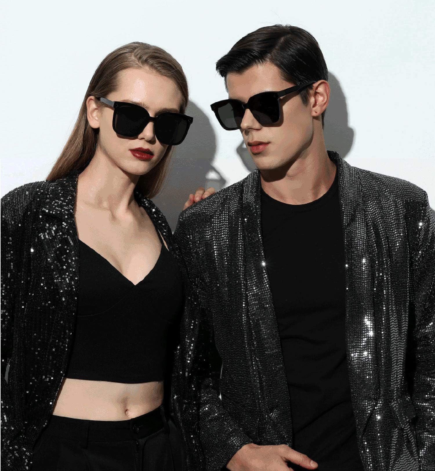 MUAMUA Women Fashion Polarized Sunglasses Oversized Square Men Sun Glasses UV400 Lightweight Black