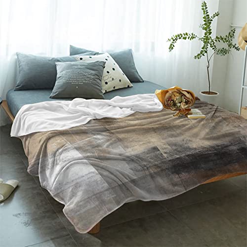 Fleece Throw Blanket for Bed Couch Sofa Lightweight Plush Fuzzy Cozy Soft Blankets and Throws Brown and Grey Abstract Painting 40" x 50"