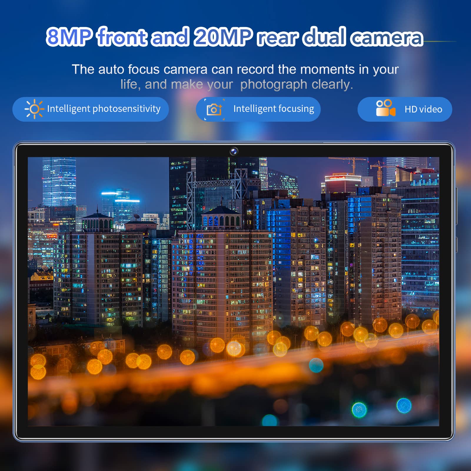 ciciglow 10.1in Tablet, 6GB RAM 128GB RAM, 1920x1200 IPS HD Display, Octa Core CPU, 8MP+20MP Camera, 5000mAh, 5G WiFi, GPS, for Android 8.1