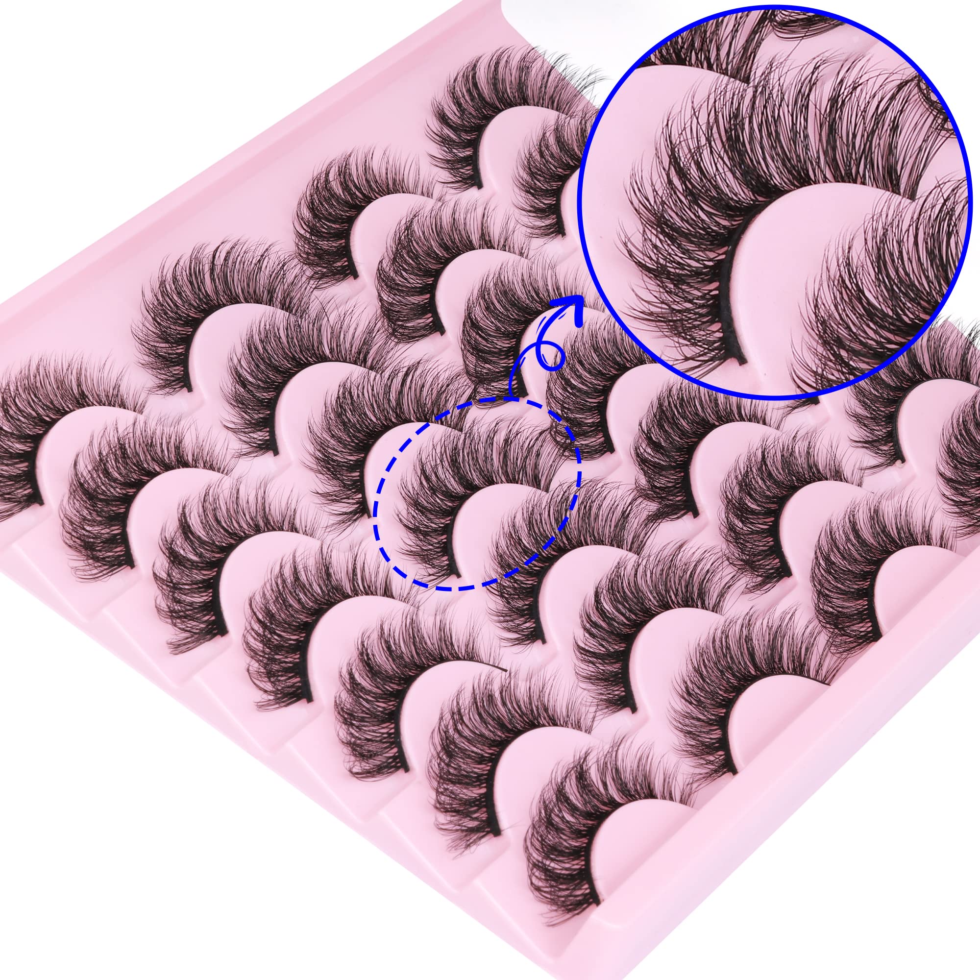 False Eyelashes Natural Look Cat Eye Wispy Lashes Pack 15MM 3D Faux Mink Lashes Fluffy Natural False Lashes 14 Pairs by Ruairie