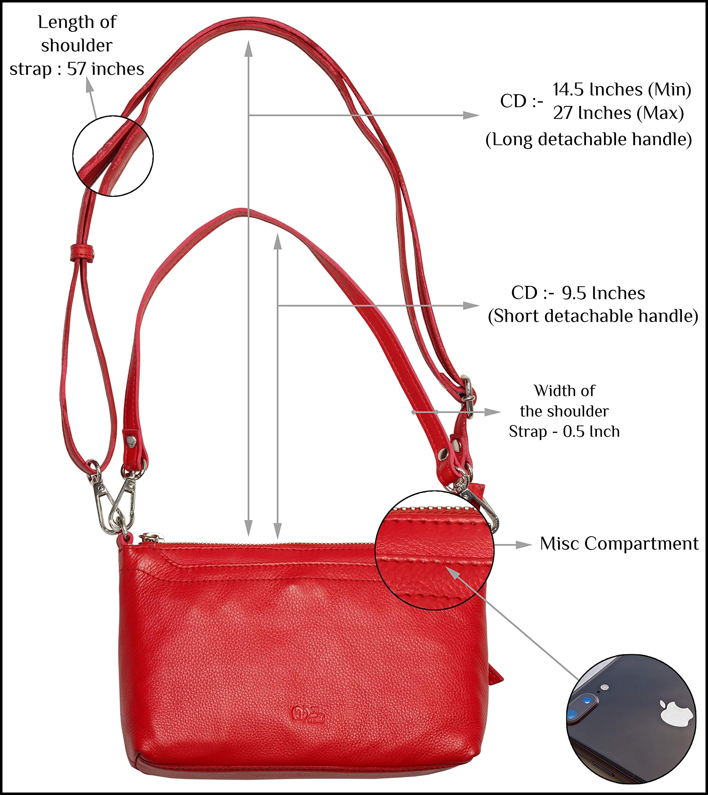 Mou Meraki Genuine Leather Crossbody Purse and Handbags - Crossover Bag Over the Shoulder Women