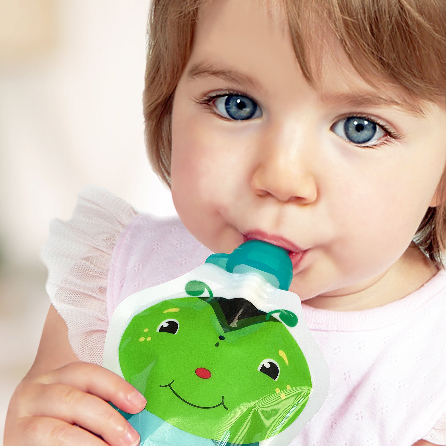 ChooMee SoftSip Food Pouch Tops | 4 Colors + Purple case | Prevent Spills and Protect Childs Mouth