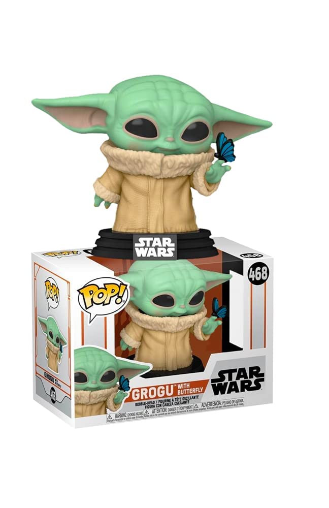 POP Funko Star Wars The Mandalorian The Child Grogu with Butterfly 468 Exclusive Bobblehead