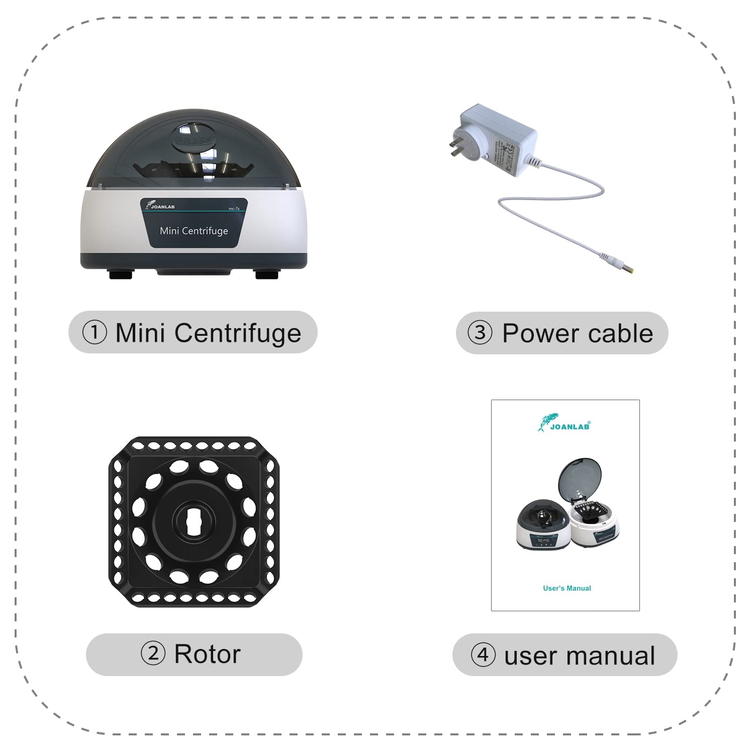 Lab Mini Centrifuge Machine Bechtop Microcentrifuges 4000rpm/7000rpm Adjustable 3 in 1 Rotor for 0.2/0.5/1.5/2mL Tube Capacity