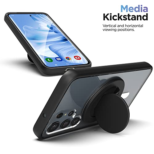 Encased Clear Case Designed for Samsung Galaxy S23 Ultra Magnetic Case with Removeable Phone Holder Grip/Kickstand - Compatible with MagSafe Charging & Accessories
