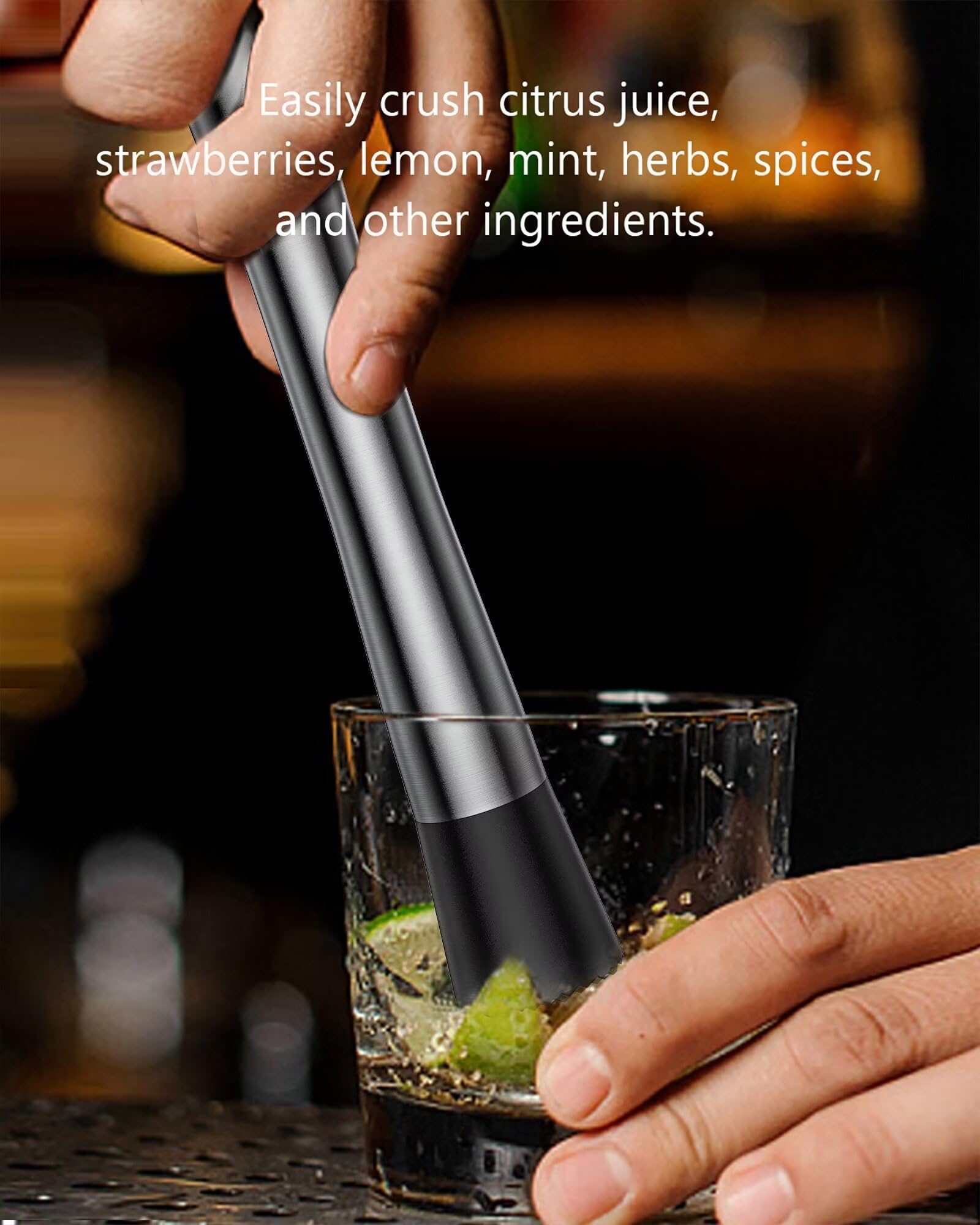 Cicike 8 Inches Stainless Steel Muddler and Mixing Spoon for Cocktails, Bar Tools and Accessories - Create Delicious Mojitos and Other Fruit Based Drinks