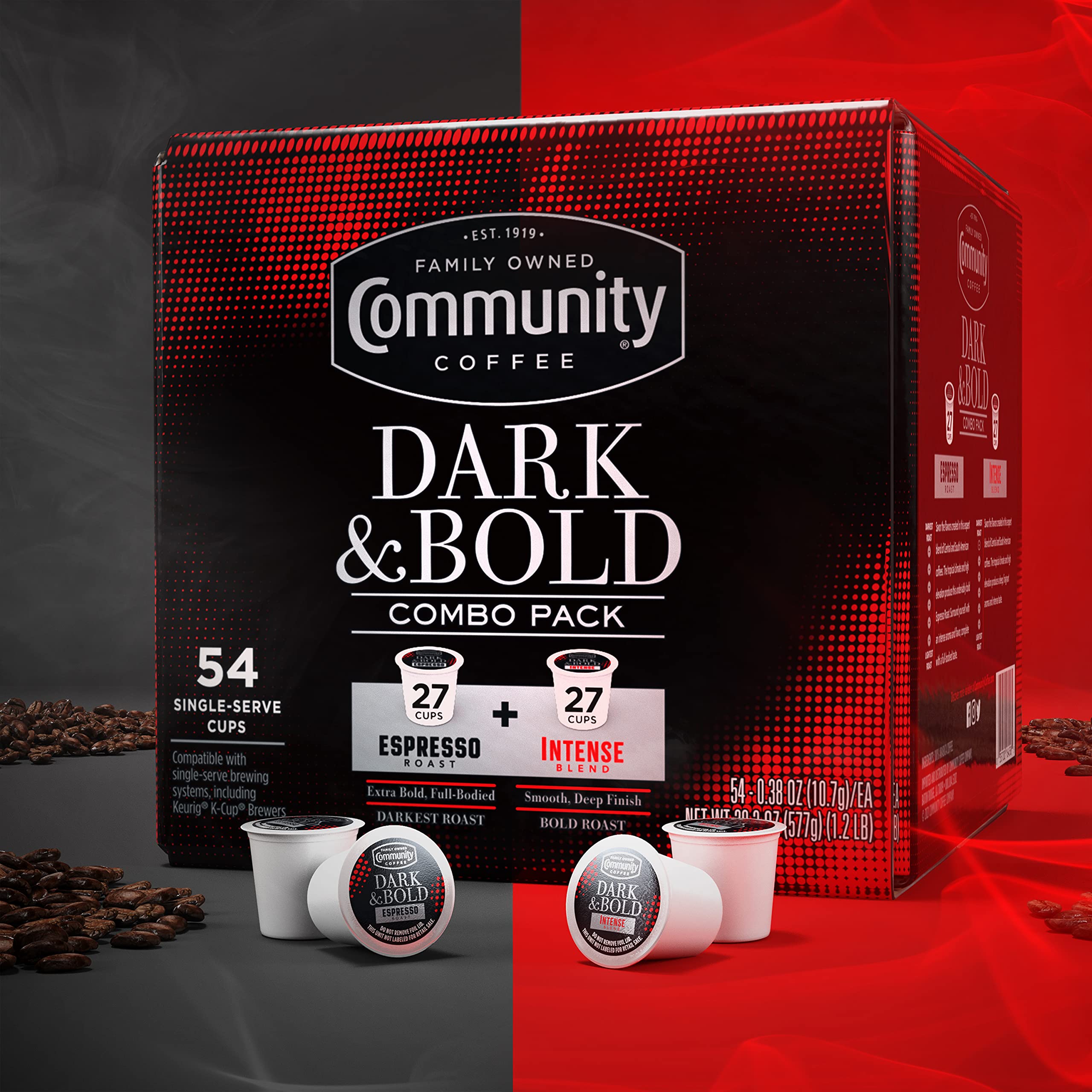 Community Coffee Dark & Bold Variety 54 Count Coffee Pods, Extra Dark Roast Compatible with Keurig 2.0 K-Cup Brewers, 54 Count (Pack of 1)