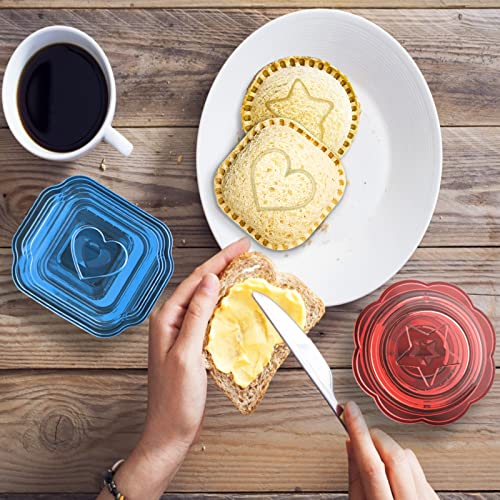 Moloudan Sandwich Cutter and Sealer, 6 Pcs/Set Uncrustables Food Grade Decruster Sandwich Maker for Kids DIY Lunch Lunchbox and Bento Box(Blue Square)
