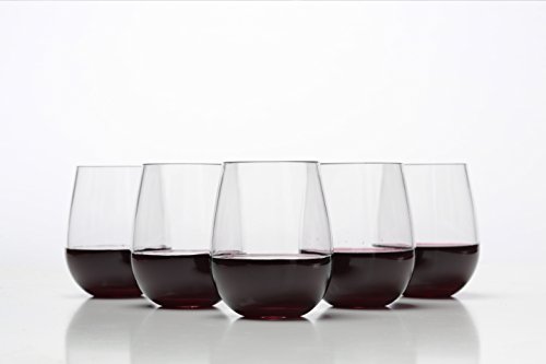 Stemless Wine Glasses - Unbreakable Shatterproof BPA Free Plastic Tritan (Set of 8) 16oz - Dishwasher Safe