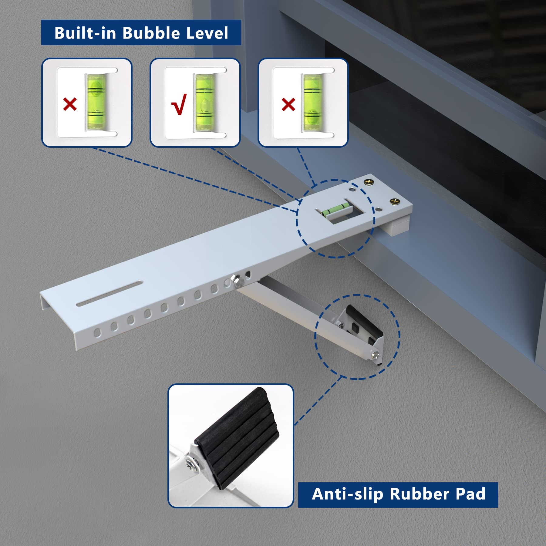 Wintcomfort Window Air Conditioner Bracket, Light Duty Support Bracket, Up to 85 lbs, Universal to Fit 5,000 to 12,000 BTU AC Units