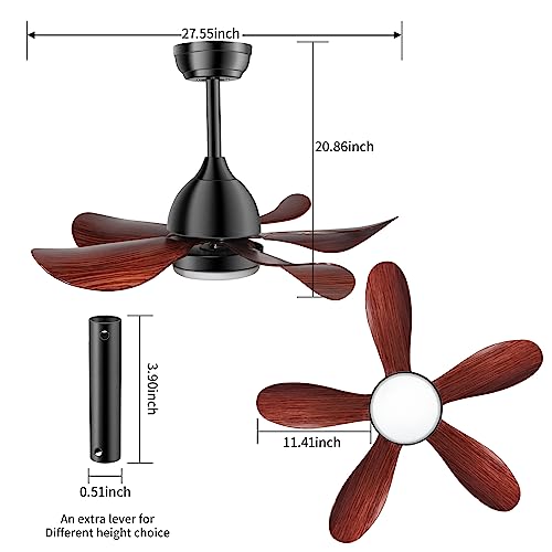 CAIROCK Ceiling Fans with Lights Remote and App Control, 27¡± Modern Ceiling Fan for Living Room Bedroom Kitchen Dining Room, Adjustable Color Temperature, Black…