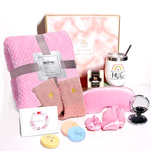 Get Well Soon Gifts for Women Self Care Gifts for Feel Better Spa Tumbler Relaxation Care Package for Encouragement Gift Thinking of You Box with Blanket Coffee Tumbler for Friends