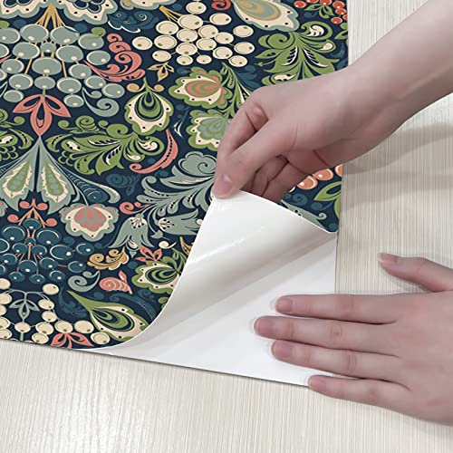 JiffDiff Botanical Wallpaper Peel and Stick Morris Floral Wallpaper Cabinet Contact Paper Stick On Wall Paper Wall Decor (Midnight Blue,Second Batch)