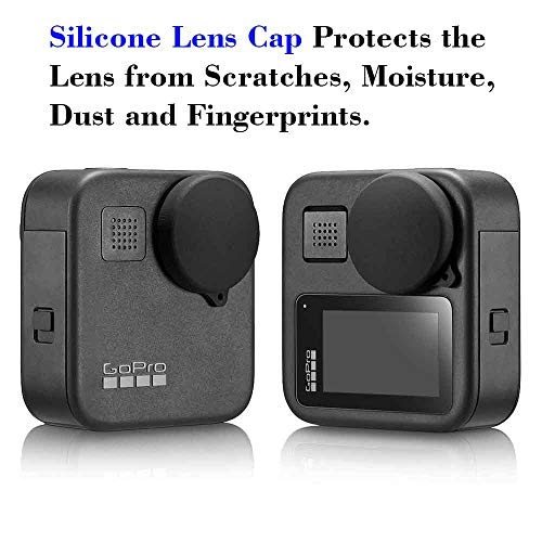 Rubber Lens Cover Cap for GoPro MAX Waterproof 360 Camera with Keeper, ULBTER Elastic Lens Cap Leash Keeper Prevent Lens Cap Lost Accessory for Go pro Max [2+2 Pack]