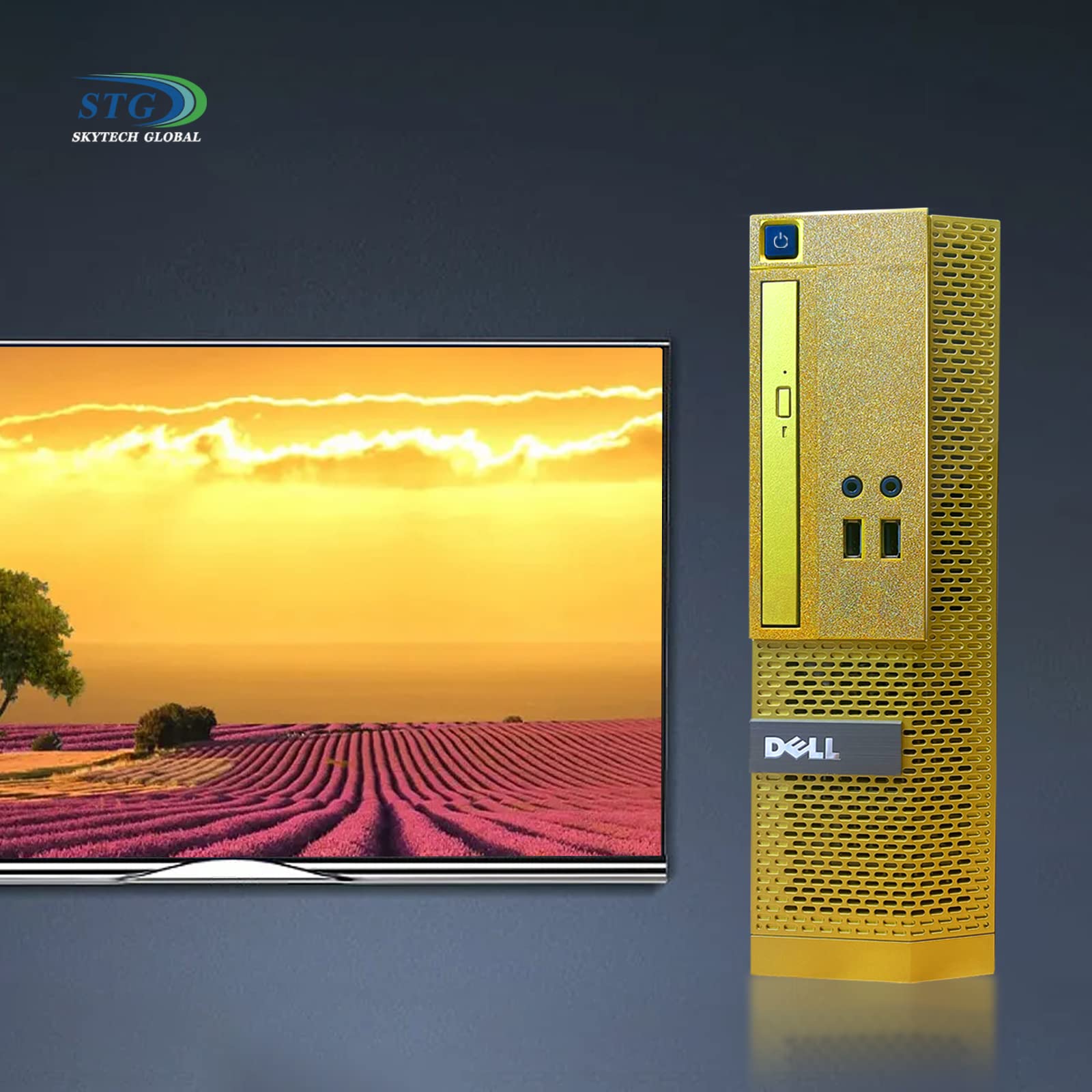 Dell PC Treasure Box Desktop Computer Intel Quad Core I5 up to 3.6GHz, 8GB DDR3 RAM, 256GB SSD, WiFi & Bluetooth, Keyboard & Mouse, DVD, Windows 10 Pro (Renewed) (Glamour Gold)