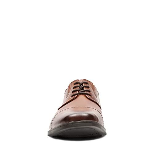 Clarks Men's Tilden Cap Oxford Shoe Dark Tan Leather 10.5 M