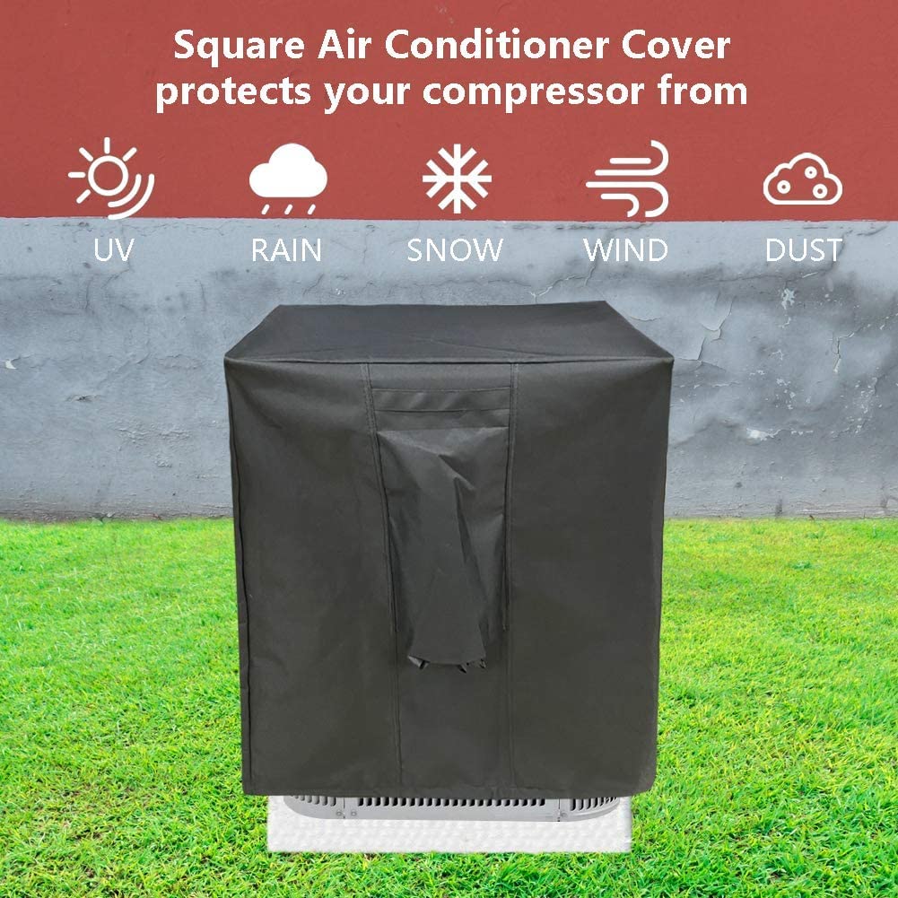 QEES Central Air Conditioner Cover AC Cover Mini Fridge Cover for Outdoor Protection - Water and Weather Resistant, Lightweight Material, for Outside Units Covers(L: 32x32x36)