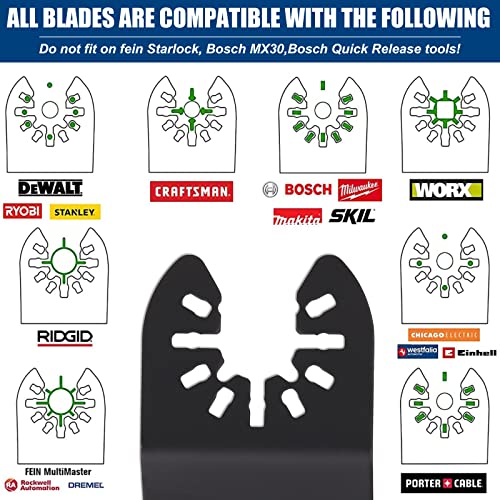 COMOWARE 105 Pcs Oscillating Saw Blades - 1-3/8β Multi Tool Blades Kits Universal Oscillating Tool Blades, Fine Tooth Multitool Blades, Quick Release Saw Blades for Wood/Plastic/Soft Metal Cutting