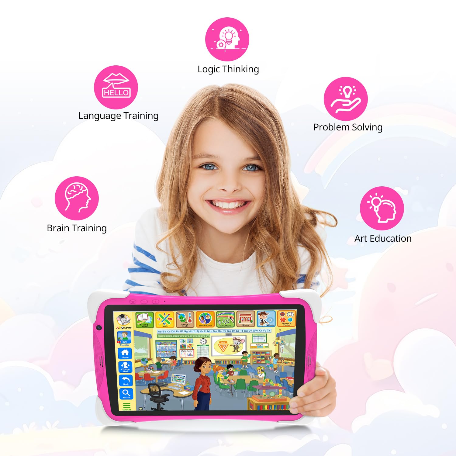 DOMATON Kids Tablet with Gampad, 10 Inch Tablet for Kids, Android 12, Parental Control, Kid Content Pre-Installed, 2GB 32GB(SD to 128GB), Green