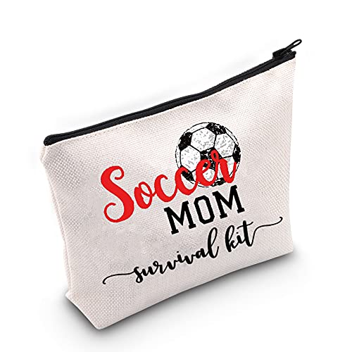 LEVLO Soccer Mom Cosmetic Bag Soccer Mom Gifts Soccer Mom Survival Kit Makeup Zipper Pouch Bag For Football Coach Soccer Mom (Soccer Mom)