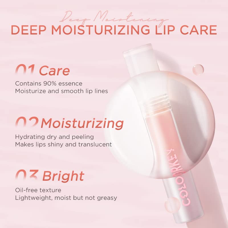 COLORKEY Crystalline Aqua Lip Oil (P02 Mildly Moisturizing) | Lip Care, Clear Gloss, Sheer Glossy Tint Moisturizing, Revitalizing, and Tinting for Dry Lips with Multiple Plant Extracts
