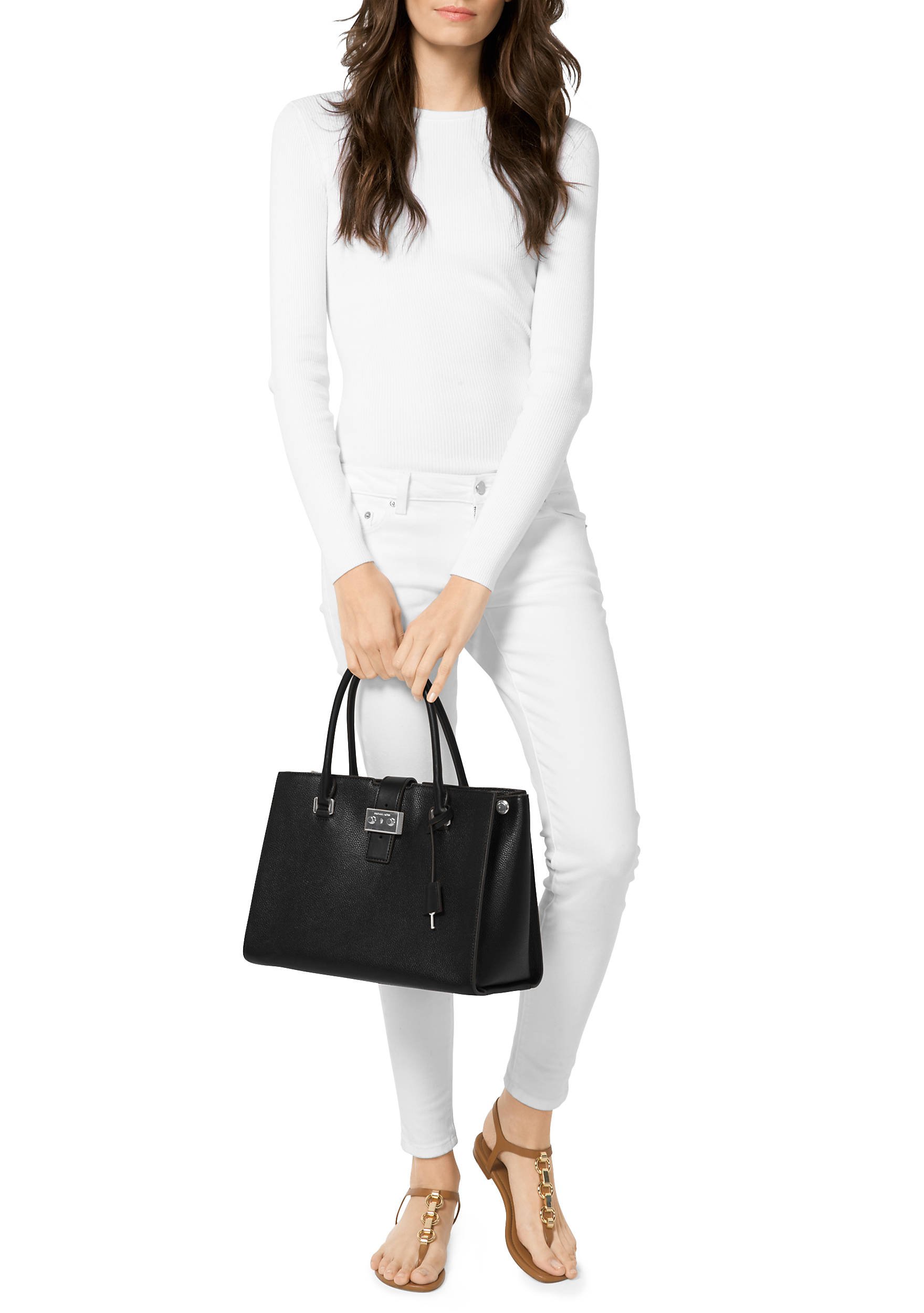 MICHAEL Michael Kors Women's Large Bond Satchel, Black, One Size
