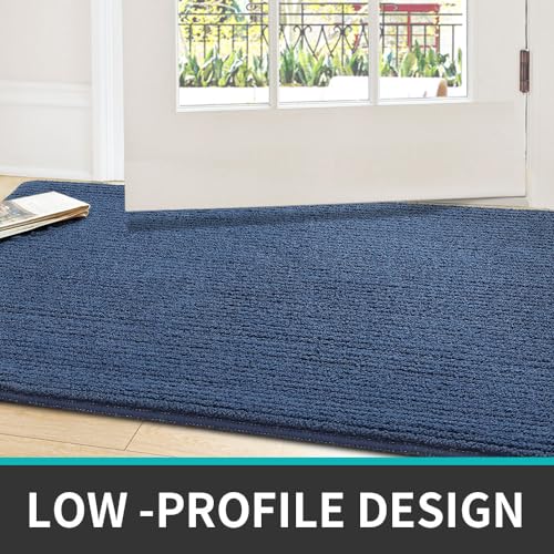 DEXI Front Door Mat Entry Doormat Non Slip Thin Washable Inside Entryway Mats for Home Entrance 19.5"x31.5",Blue