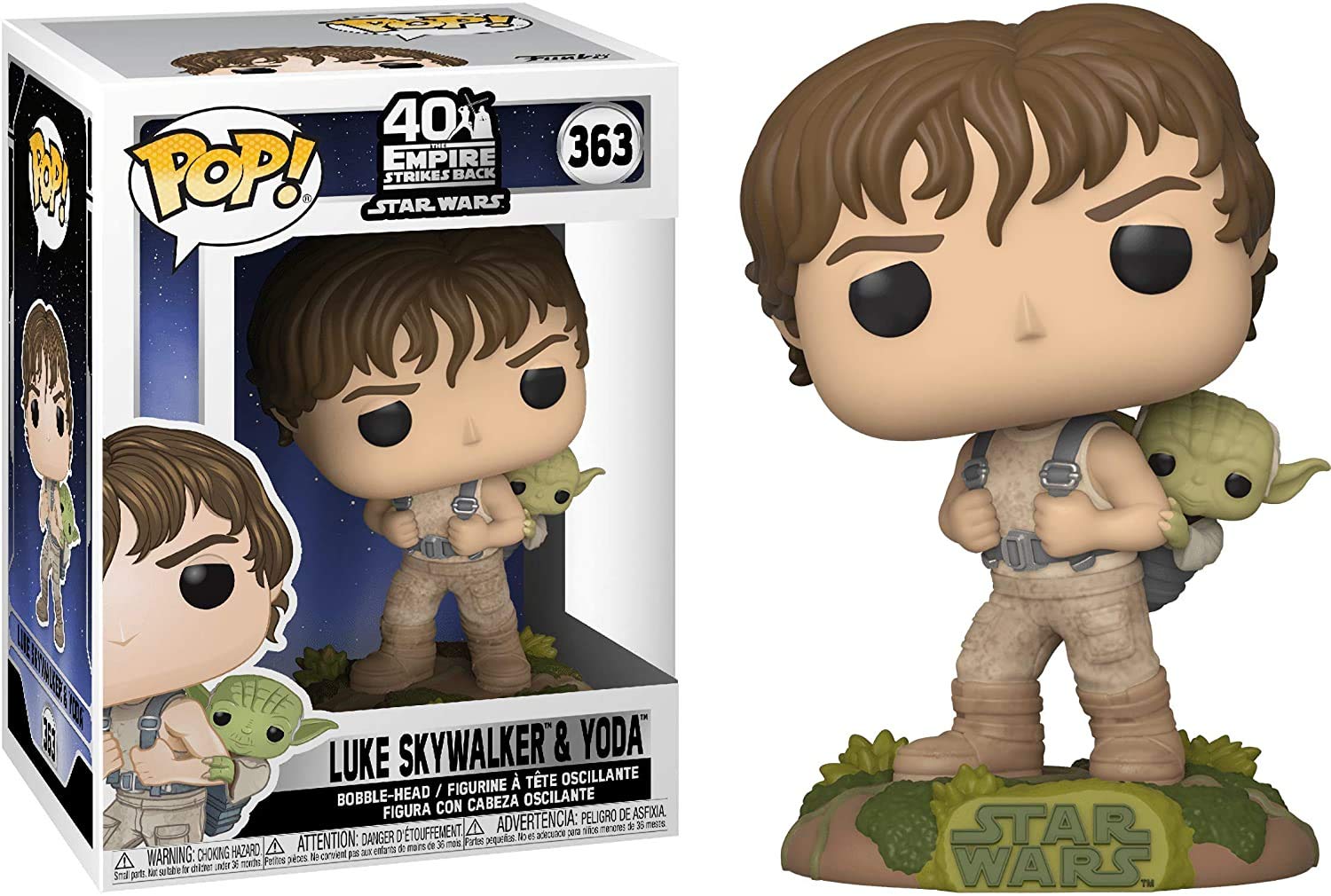 POP Star Wars: The Empire Strikes Back 40th Anniversary - Luke Skywalker Training with Yoda Funko Pop! Vinyl Figure (Bundled with Compatible Pop Box Protector Case), Multicolored, 3.75 inches