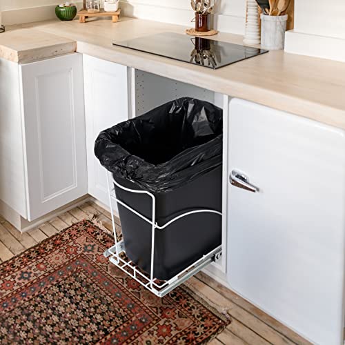 Epetlover 7.6 Gallon Sliding Pull Out Trash Can Waste Container Recycling Bins Under Cabinet for Kitchen, 29 Liters Capacity, Black
