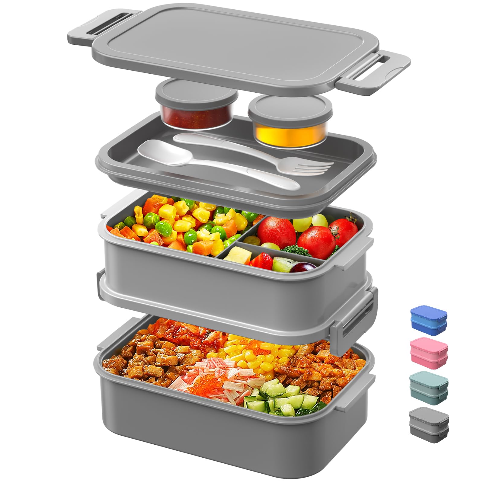 DaCool Food Thermos for Hot Food 16 Ounce Vacuum Stainless for Kids/Adults Lunch Box Adults Bento Box 74 OZ All-in-One Stackable Lunch Box Containers