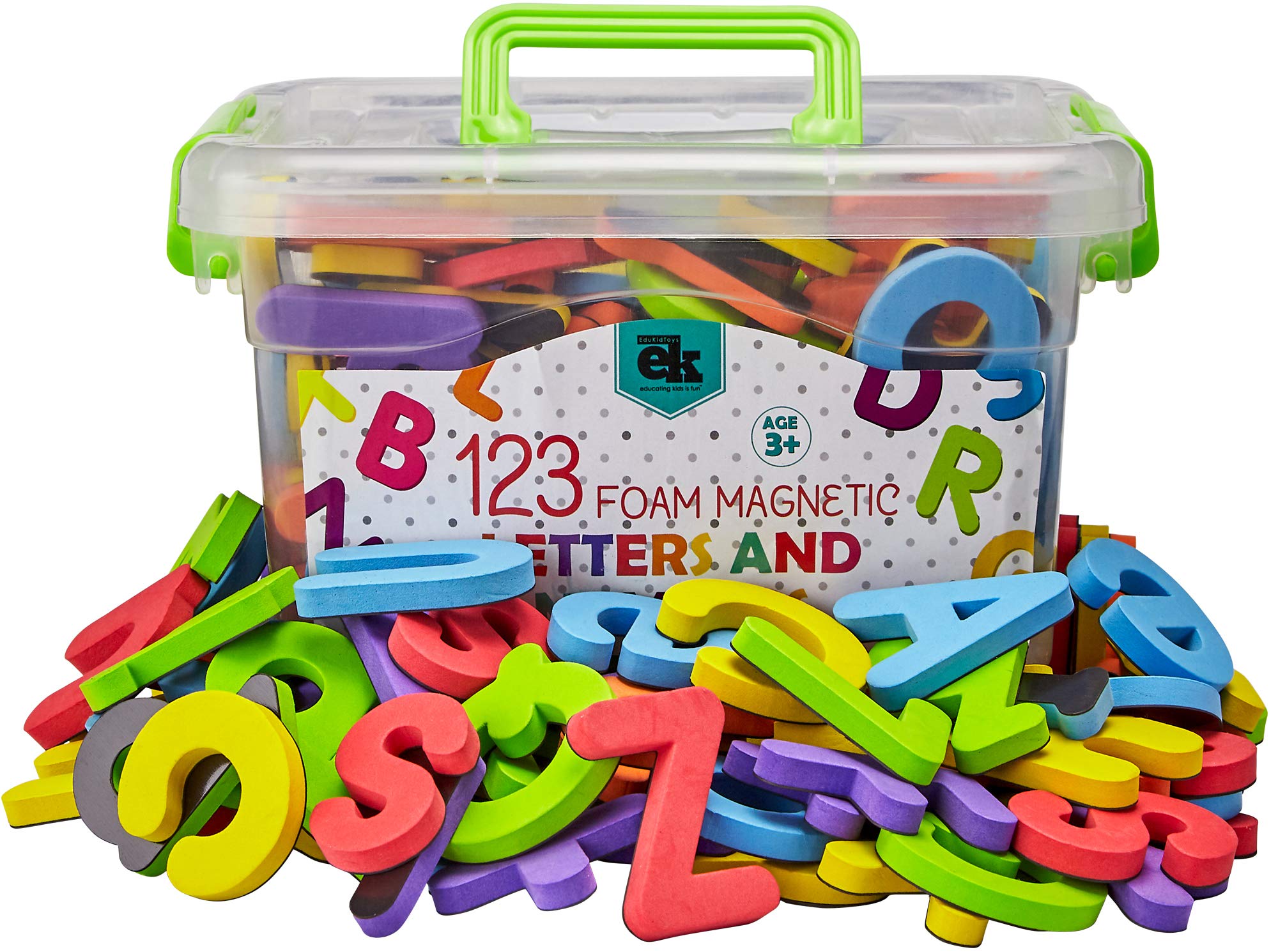 Magnetic Foam Letters and Numbers Premium Quality ABC, 123 Foam Alphabet Magnets | Educational Toy for Preschool Learning, Spelling, Counting in Canister