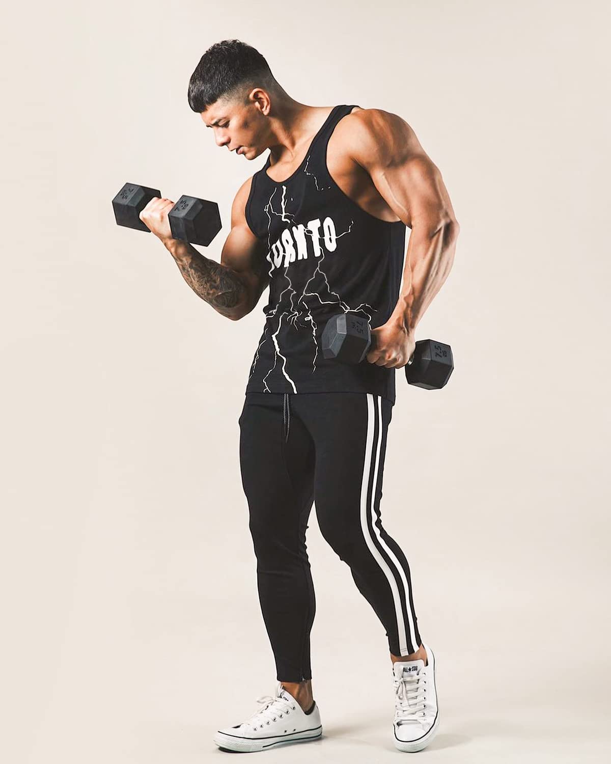 CANGHPGIN Mens Joggers with Pockets Slim Fit Black Sweatpants Tapered Leg Track Pants Athletic Workout Pants for Men.
