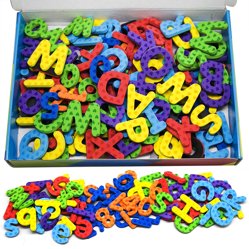 Magnetic Letters and Numbers, Fun Alphabet Kit for Kids, ABC Educational Toys, Refrigerator Magnets with Dry Erase Magnetic Board Preschool Toy - 112PCS
