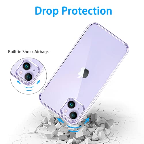 JJGoo Compatible with iPhone 14 Case Clear, Soft Shockproof Protective Slim Thin Phone Bumper Cover Transparent Phone Case