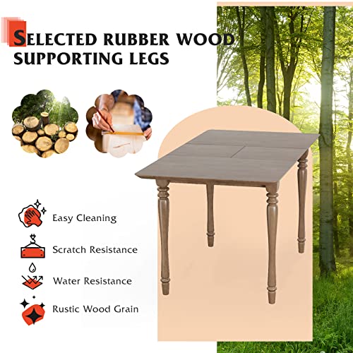 Giantex Farmhouse Dining Table, Extendable Butterfly Leaf Dinette Table w/Mahogany Finish & 4 Rubber Wood Legs, Rectangle Extension Kitchen Dinner Table for Kitchen Dining Room (Rustic Brown)