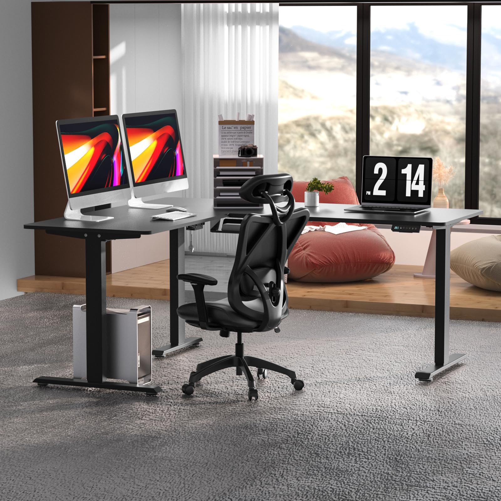 ExaDesk L Shaped Standing Desk with USB Charging Port & 4 Drawers,63 x 55 inch Electric Adjustable Height Corner Stand Up Desk with Keyboard Tray & Storage,Sit Stand Computer L Desk for Gaming Office