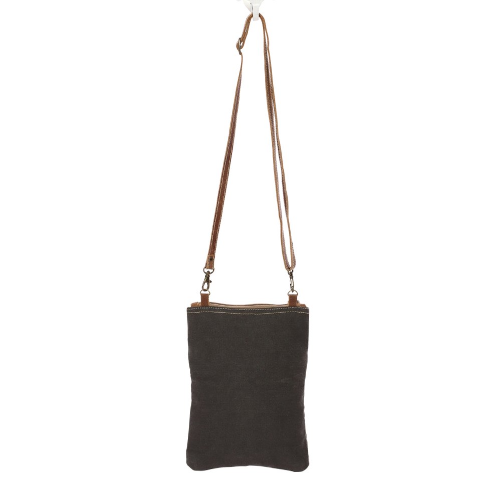 Myra Bag Leaf Swirls Cowhide & Upcycled Canvas Crossbody Bag S-1155