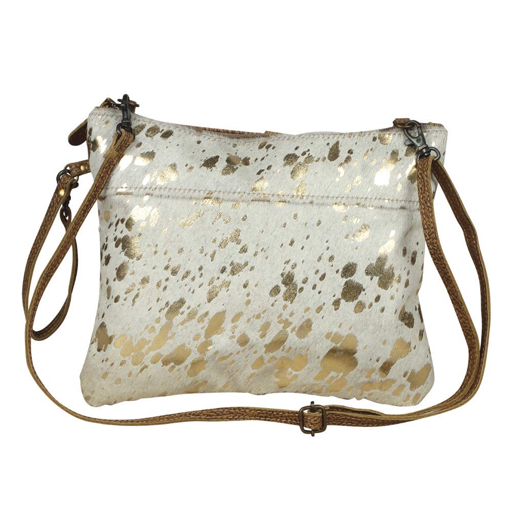 Myra Bags Sassy Leather Crossbody Gold Fleck