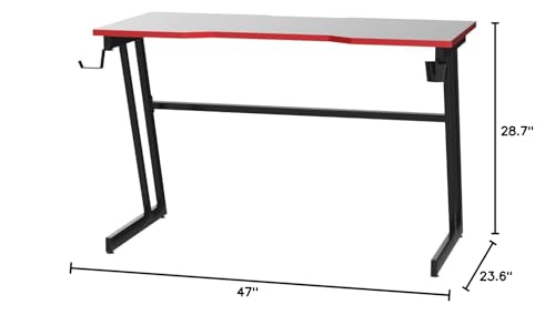 wonline Gaming Desk 47 inch PC Computer Desk Home Office Desk Gaming Table Z Shaped Gamer Workstation with Cup Holder and Headphone Hook Black