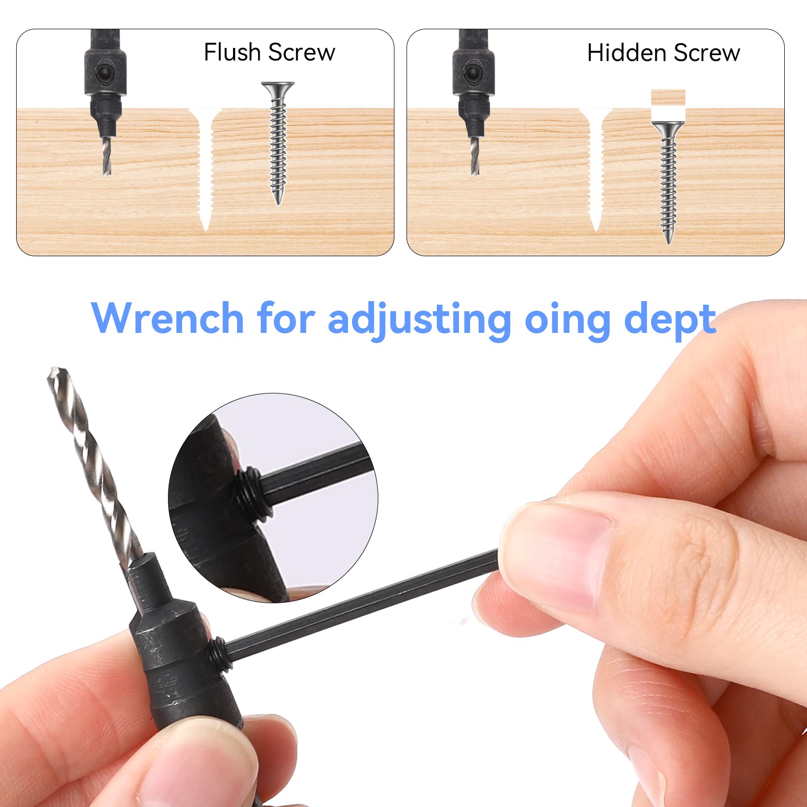 Countersink Drill Bit Set, 6Pcs Counter Sink Drill Bits Counter Sinker Drill Bit Set for Wood, Woodworking Carpentry Countersink Drill Bits