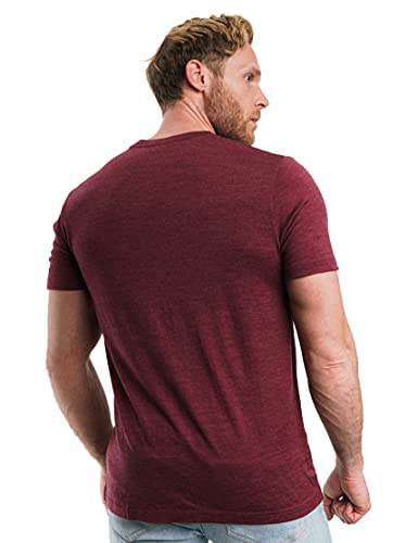 Merino.tech 100% Organic Merino Wool Lightweight Men's T-Shirt (Burgundy, Large)