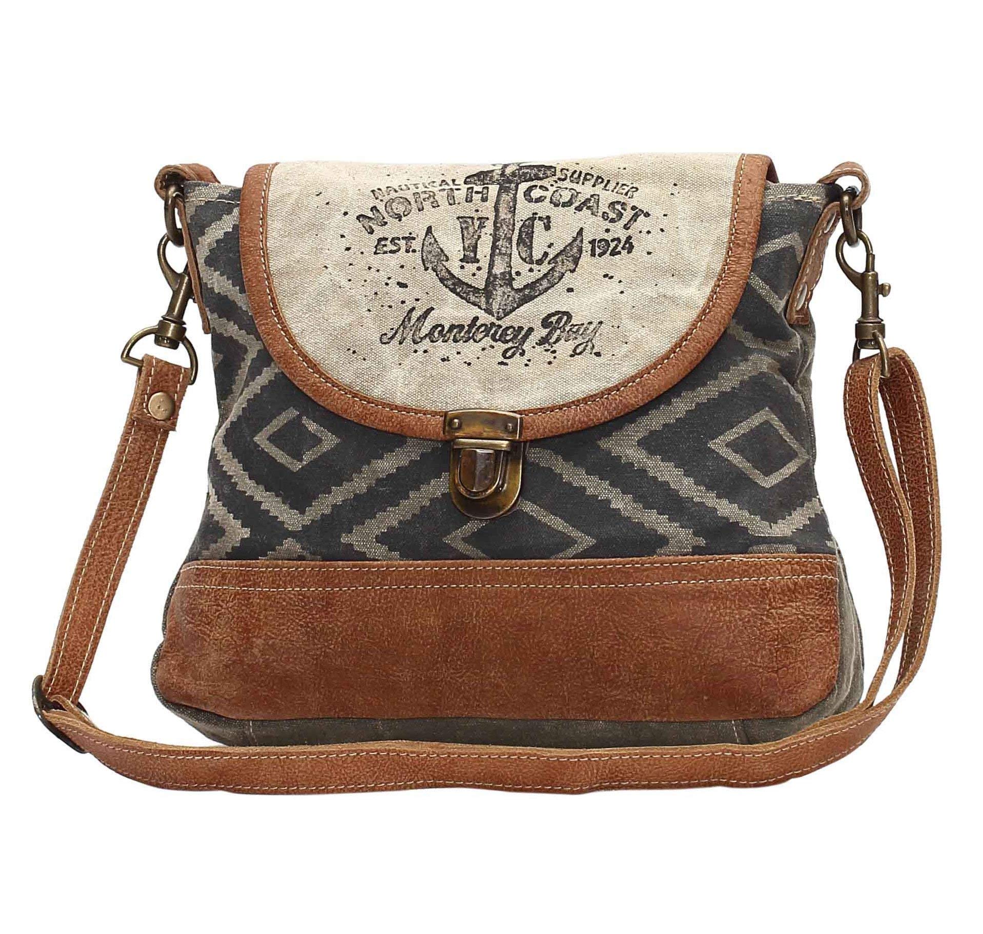 Myra Bags North Coast Anchors Upcycled Canvas Crossbody Bag S-1049