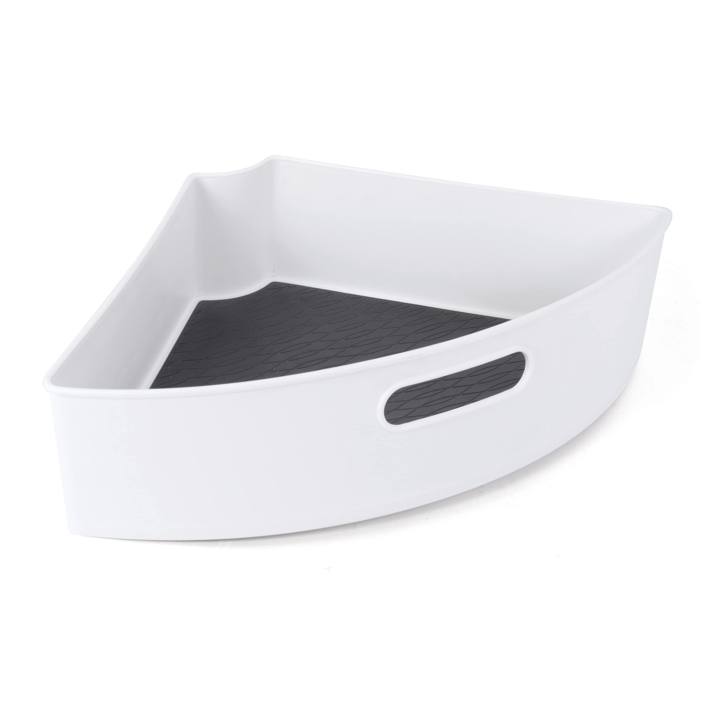 Copco Wedge Organizer for Lazy Susan, 10.8 x 16.7 x 4 Inch, White and Charcoal Gray