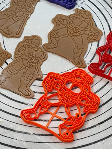 Set of 4 Ninja Turtle Raphael, Leonardo, Donatello & Michelangelo 6β Cookie Cutters and Molds Produced by 3D Kitchen Art