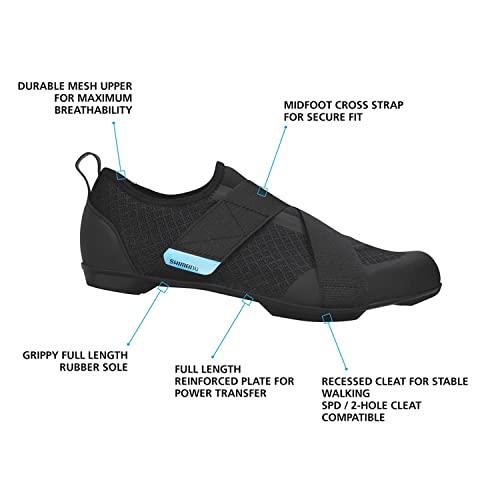 SHIMANO SH-IC200 Men's Indoor Cycling Specific Shoe, Black, 8-8.5