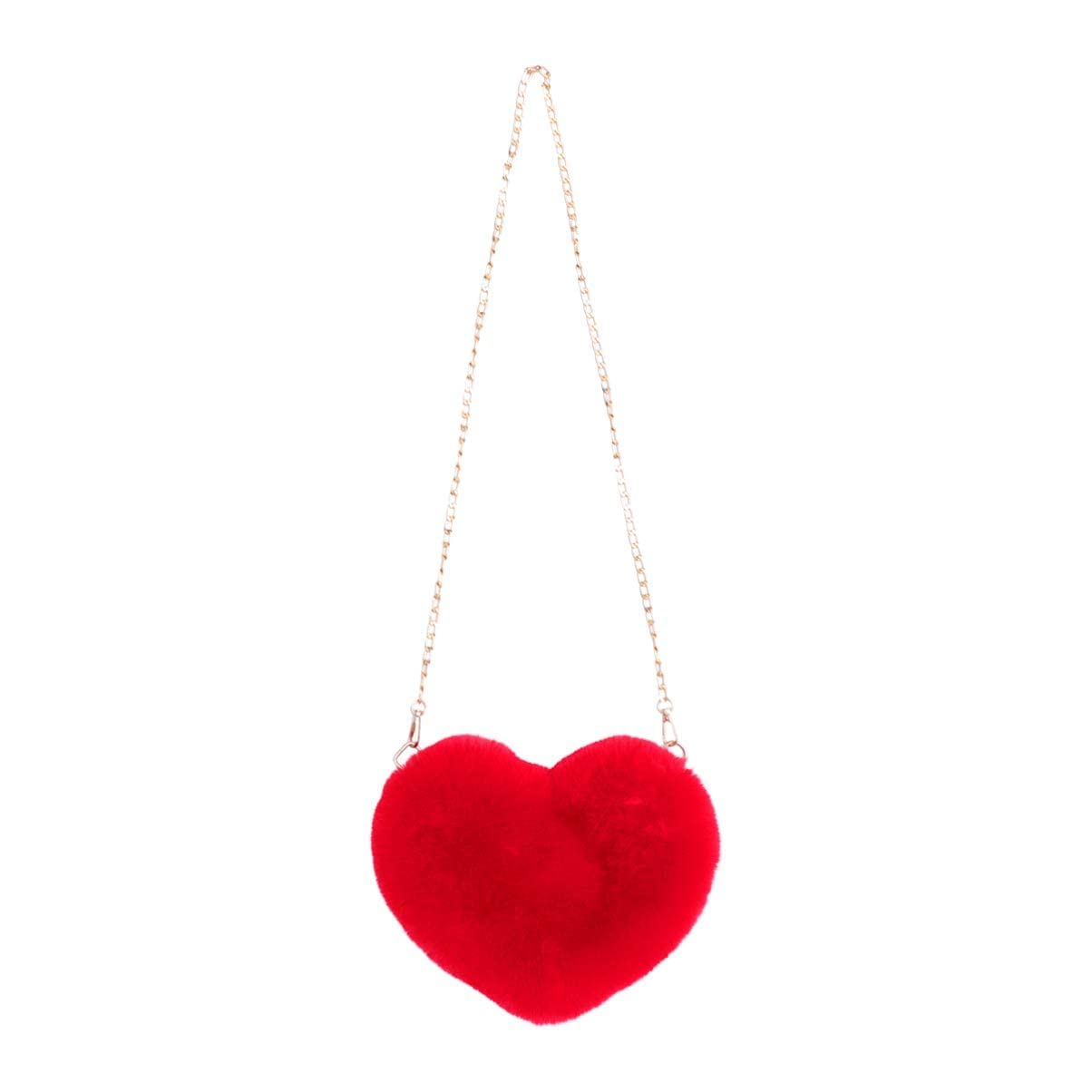 TENDYCOCO Heart Shaped Clutch Purse Faux Fur Shoulder Bag Crossbody Bag Fluffy Handbag